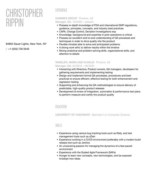 Manager QA Resume Samples Velvet Jobs Manager QA Resume Samples Velvet Jobs