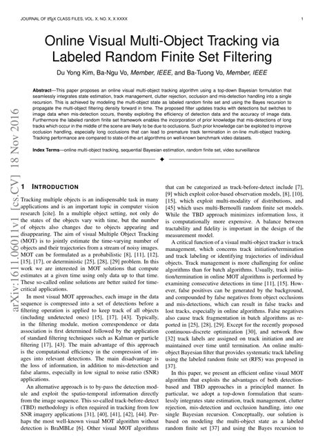 Pdf Online Visual Multi Object Tracking Via Labeled Random Finite Set Filtering