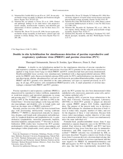 Pdf Double In Situ Hybridization For Simultaneous Detection Of Porcine Reproductive And
