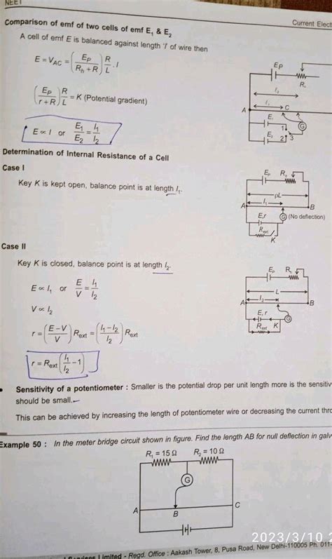 Comparison Of Emf Of Two Cells Of Emf E E A Cell Of Emf E Is Balanced