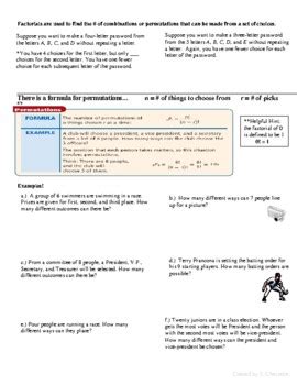 Factorials Permutations And Combinations Notes By M T Set TPT