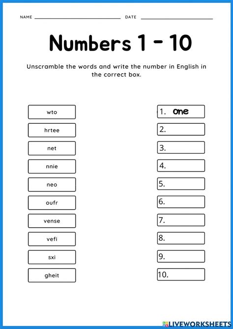 English Worksheets Handwriting And Spelling Copy Number Words 1 10 Worksheets Library