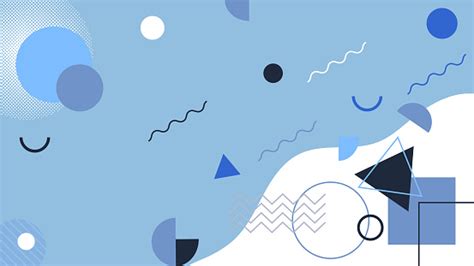 추상적인 다채로운 파란색 플랫 기하학적 모양 배경 선 사각형 점 삼각형 원과 물결 모양의 평면 스타일이있는 추상적 인 구성 포스터 프리젠 테이션 카드 표지 배너를위한 디자인