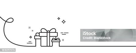 선물 상자 라인 아이콘입니다 현재 기호 컬이 있는 연속 라인 벡터 경첩에 대한 스톡 벡터 아트 및 기타 이미지 경첩 고급 곡선 Istock