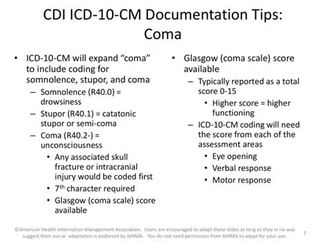 Icd 10 Cm Coma Coding Documentation Tips And Glasgow Scale