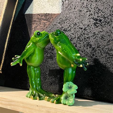 Handmade Glass Kissing Frog Figurine Romantic Couple Ornament Etsy