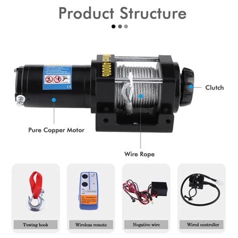 Wenches For Trailers 4000lbs 12v Portable Wire Rope Atv Electric Winch