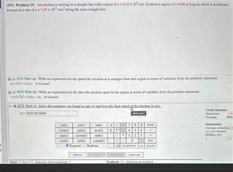 Solved 4 Problem 19 An Electron Is Moving In A Straight