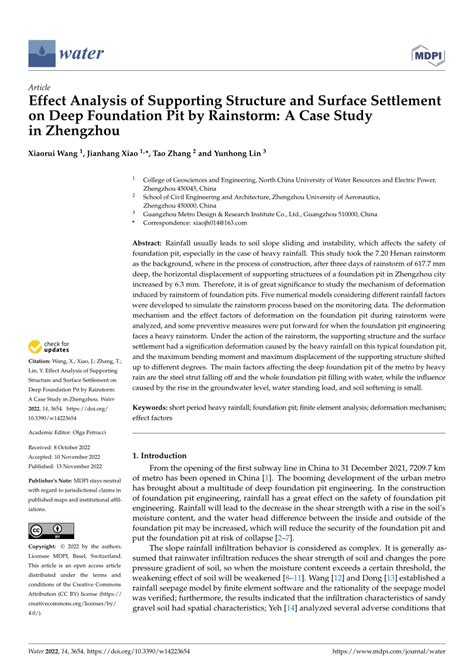 Pdf Effect Analysis Of Supporting Structure And Surface Settlement On Deep Foundation Pit By