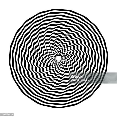 원형 물결 모양의 라인 은 소용돌이 운동 환상과 아트 패턴을 Op 검은색에 대한 스톡 벡터 아트 및 기타 이미지 검은색
