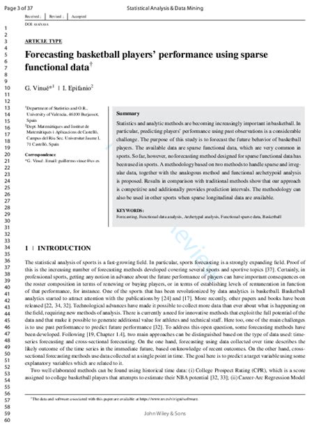 Pdf Forecasting Basketball Players Performance Using Sparse