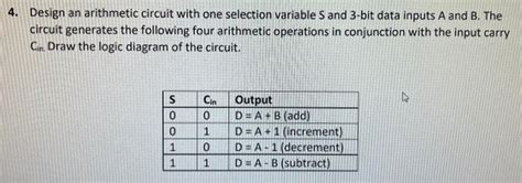 Solved Design An Arithmetic Circuit With One Selection Chegg Com