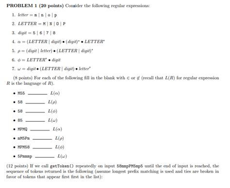 Solved 1 Problem 1 20 Points Consider The Following Regular