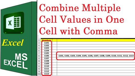 Combine Multiple Cell Values In One Cell With Comas In Excel Youtube
