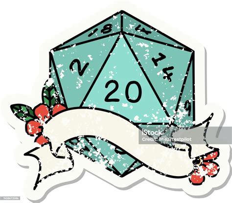 천연 스무 D20 주사위 롤 그런 지 스티커 굴리기에 대한 스톡 벡터 아트 및 기타 이미지 굴리기 문신 미술품 Istock