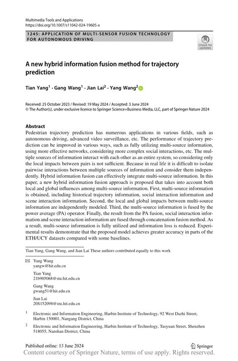 A New Hybrid Information Fusion Method For Trajectory Prediction