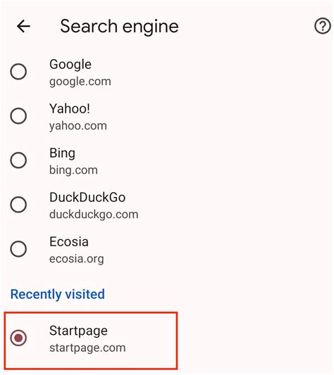 Make Startpage The Default Search Engine In Chrome Android Startpage Support