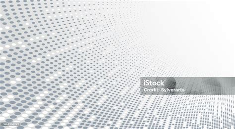3d 원근 벡터 추상적 배경의 회색 점 점선 패턴 멋진 디자인 과학 기술의 웨이브 스트림 또는 광고를위한 비즈니스 빈 템플릿 추상적인에 대한 스톡 벡터 아트 및 기타 이미지
