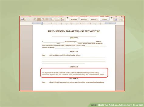 How To Add An Addendum To A Will 13 Steps With Pictures