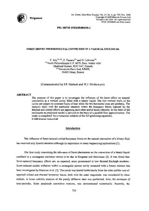 Pdf Soret Driven Thermosolutal Convection In A Vertical Enclosure