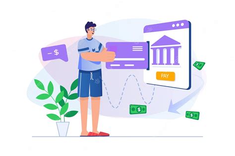 Premium Vector Mobile Banking Concept With People Scene Vector Illustration