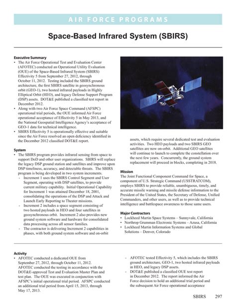 Space Based Infrared System Sbirs