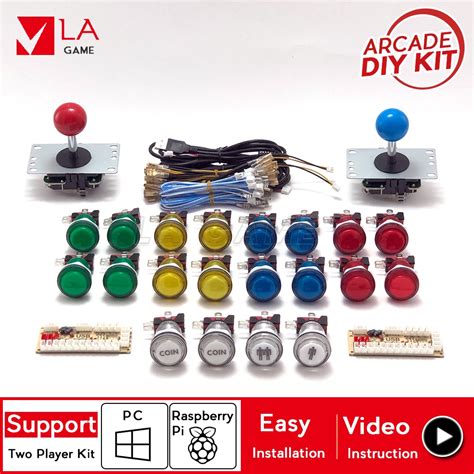 Kit Arcade Player Zero Delay Mando Arcade Usb Encoder To Pc Rasberry Pi Mm Led Push Button