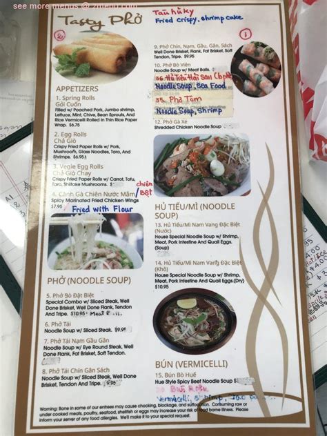 Menu At Tasty Pho Restaurant Oakland