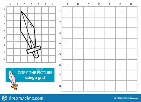 Wooden Sword Grid Copy Picture Stock Vector Illustration Of Exercise