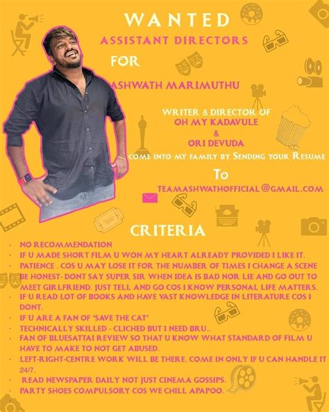 Krishna Aravind On Linkedin Great Opportunity To Join The Team As Assistant Director 😊 All The