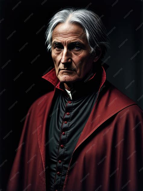 Premium Ai Image An Old Grayhaired Man In A Red Cassock On A Dark Background