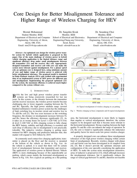 Pdf Core Design For Better Misalignment Tolerance And Higher Range Of Wireless Charging For Hev