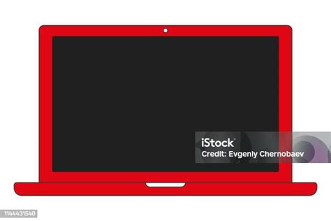 흰색 바탕에 검은 화면과 카메라와 레드 컬러 노트북 노트북 전면 보기 빨간색 노트북 벡터 Eps10입니다 노트북에 대한 스톡 벡터 아트 및 기타 이미지 Istock