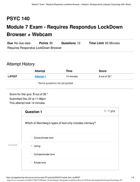 PSYC 140 Module 7 Exam Browsegrades