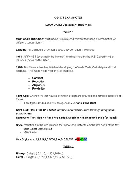 Cs 1033 Exam Notes Uwo 2021 Cs1033 Exam Notes Exam Date December 11th 9 11am Week 1