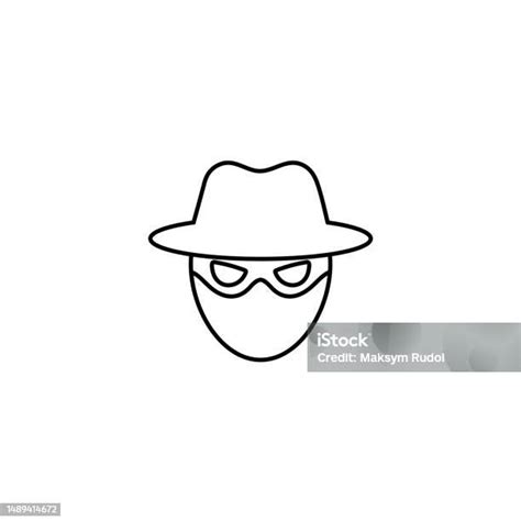 Ikon Garis Pencuri Peretas Vektor Logo Penyusup Ilustrasi Stok Unduh