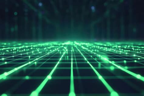 Abstract Digital Network With Glowing Green Lines Premium Ai Generated Image