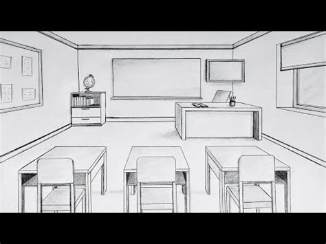 How To Draw A Classroom In One Point Perspective Timelapse