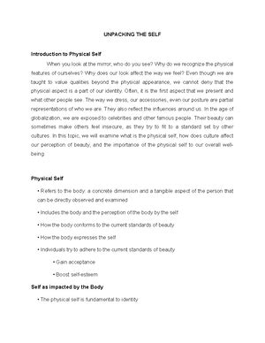 UNDERSTANDING THE SELF SEXUAL SELF It Draws Attention To The Biological And Environmental