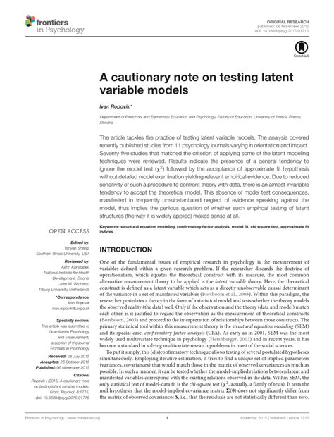pdf a cautionary note on testing latent variable models