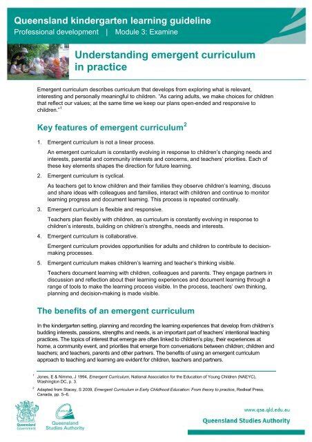 Understanding Emergent Curriculum In Practice Queensland