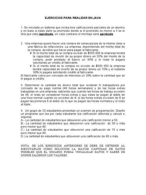 Ejercicios Para Realizar En Java 2 Pdf