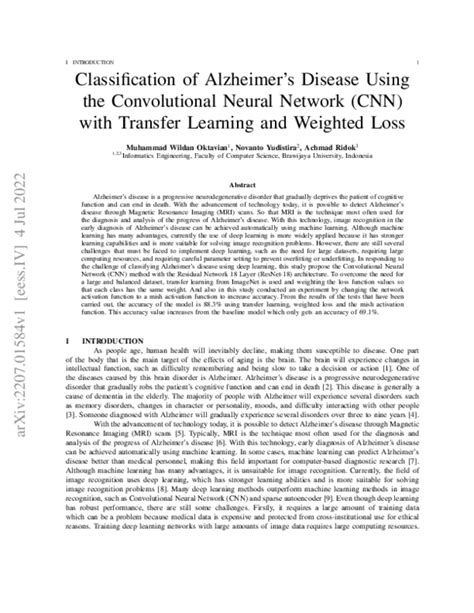 pdf classification of alzheimer s disease using convolutional neural