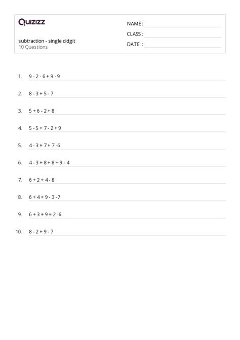 50 Multi Digit Subtraction Worksheets For 1st Class On Quizizz Free