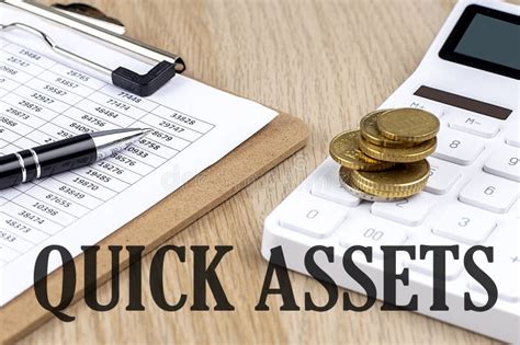 Quick Assets Text With Chart And Calculator And Coins Business Concept Stock Illustration