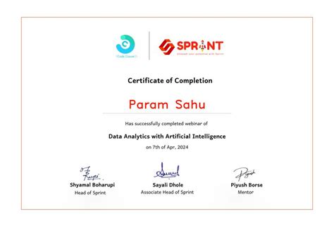 Param Sahu On Linkedin 👋hello Everyone Excited To Share That I Have Attended And Completed The