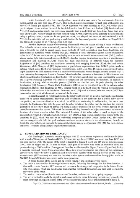 Tiny Yolo Distance Measurement And Object Detection Coordination System For The Barelangfc Robot
