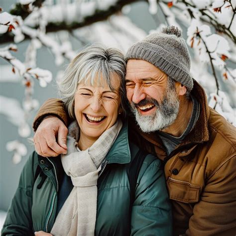 Photo Portrait Of An Older Elderly Couple Hugging And Smiling Premium