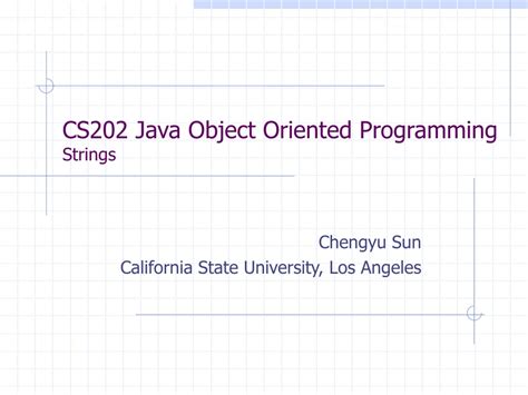 Ppt Cs202 Java Object Oriented Programming Strings Powerpoint