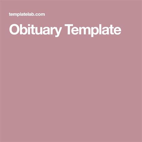 Obituary Template For Creating Newspaper Obituaries